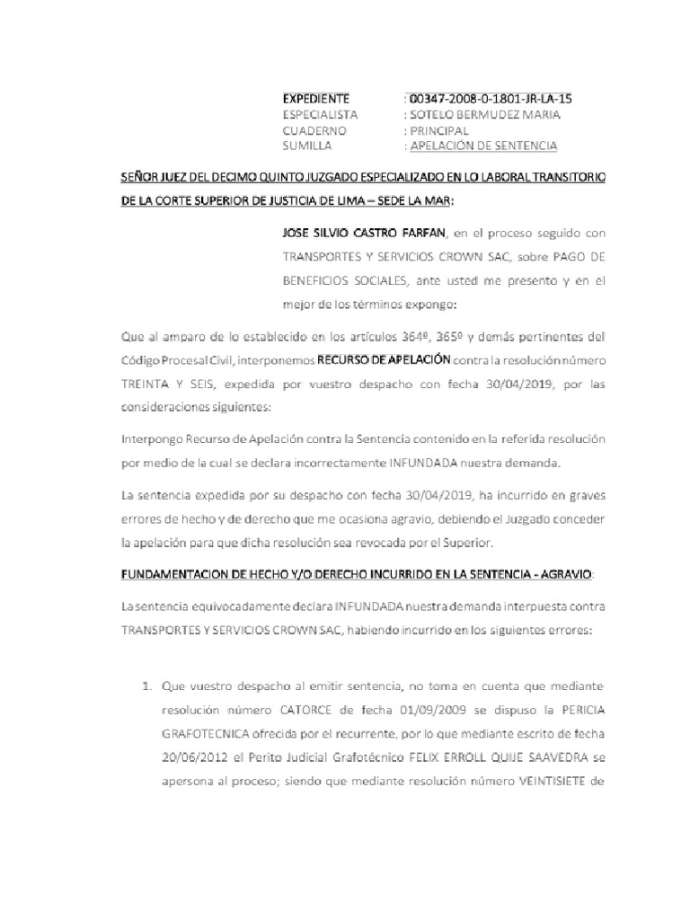 Modelo de Recurso de Apelacion | PDF