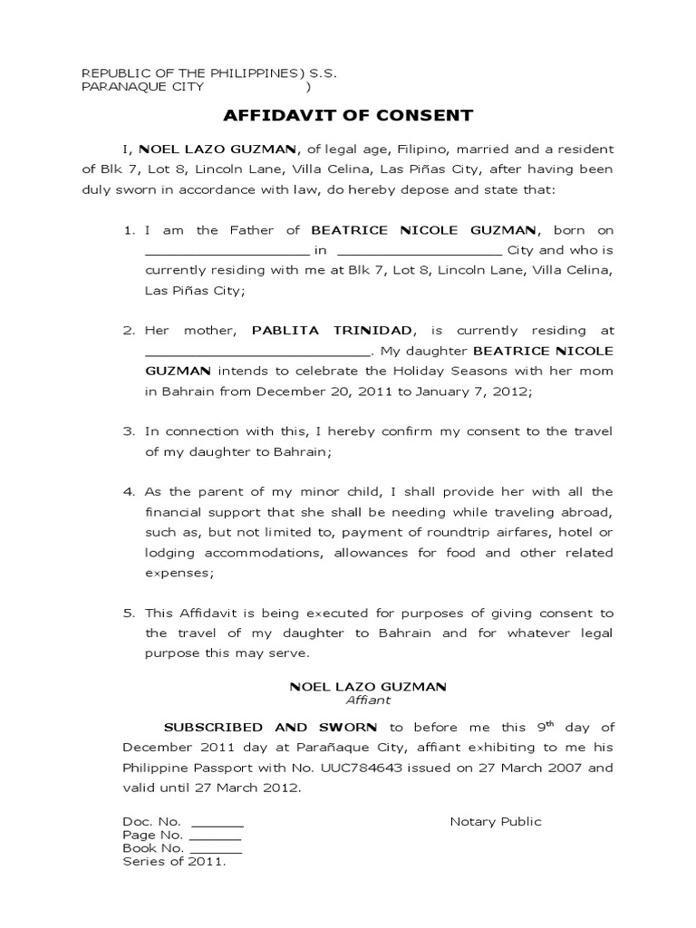 Affidavit of Consent | PDF
