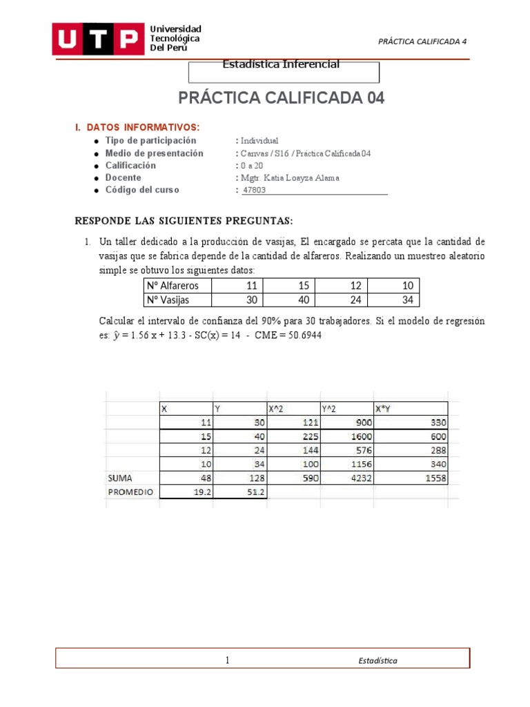 Preguntas - Práctica Calificada 4 | PDF | Estadísticas