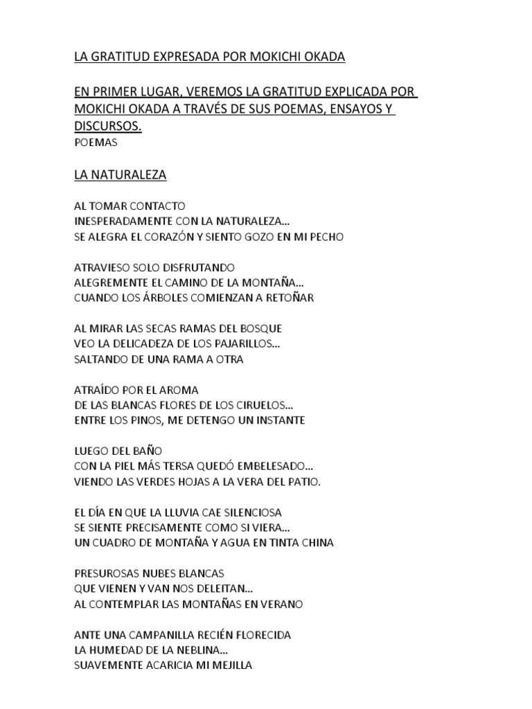 Poemas de Gratitud de Mokichi Okada | PDF | Otoño | Fenómenos de la tierra