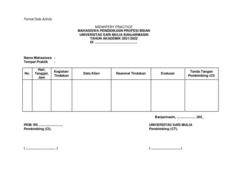 Format Daily Activity | PDF