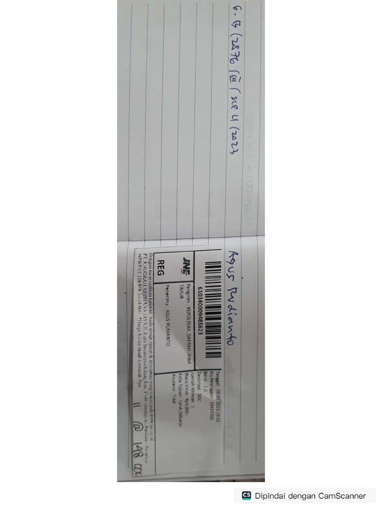 Bukti Kirim SP2HP Sdr. Agus Rudianto | PDF