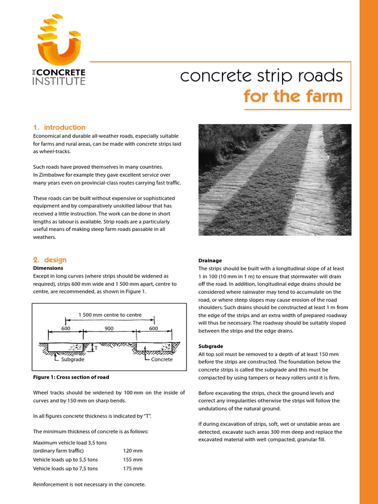 Concrete Strip Roads for Farms | PDF | Concrete | Road