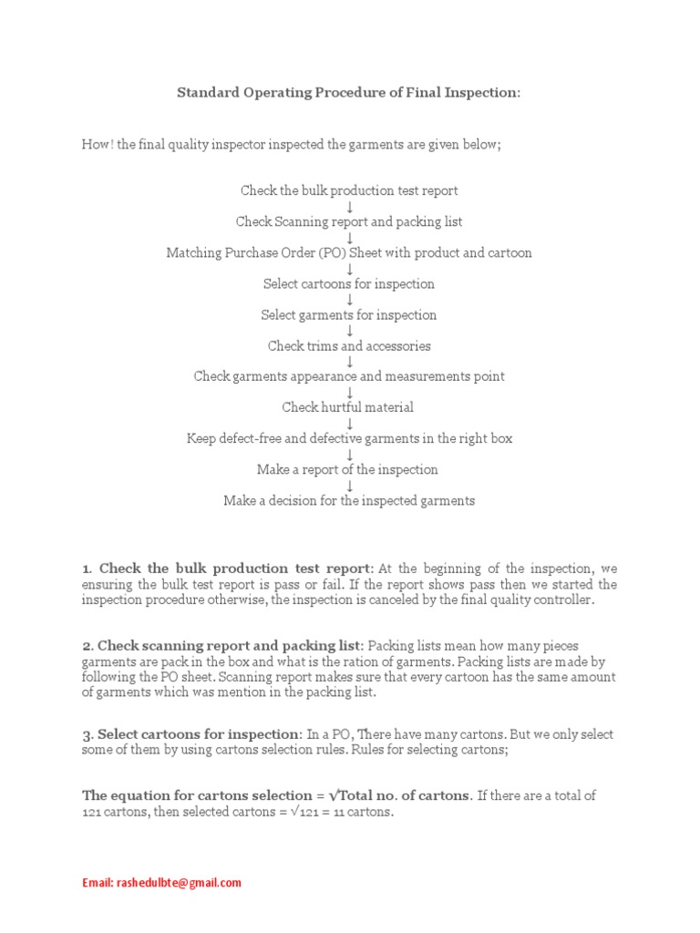 Final Inspection SOP for Garments | PDF | Length