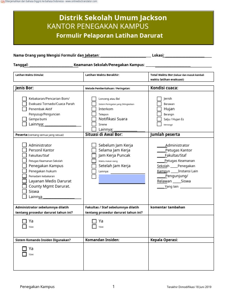 Emergency Management Drill Record Form - En.id | PDF