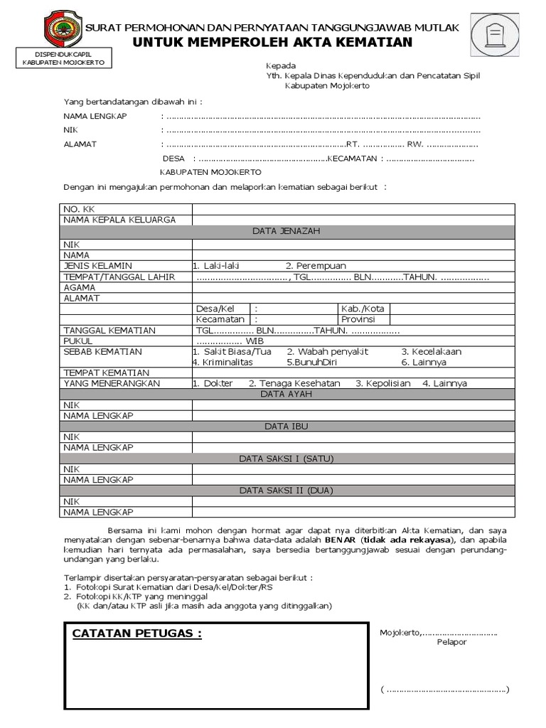 Formulir Akta Kematian | PDF