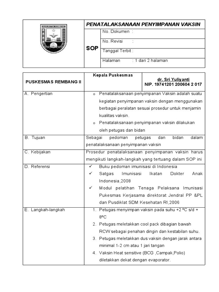 Sop Cold Chain Pdf Sains Matematika