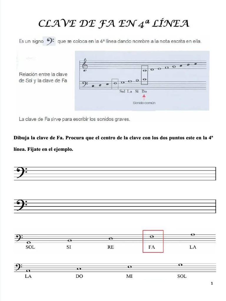 Para Bajistas, Ejercicios y Solfeo Clave de Fa en 4 Linea | PDF