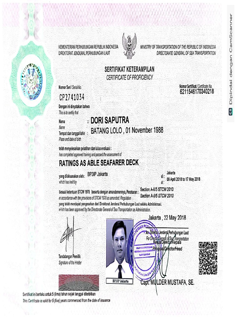 Rating Able Deck - OS Dori Saputra | PDF