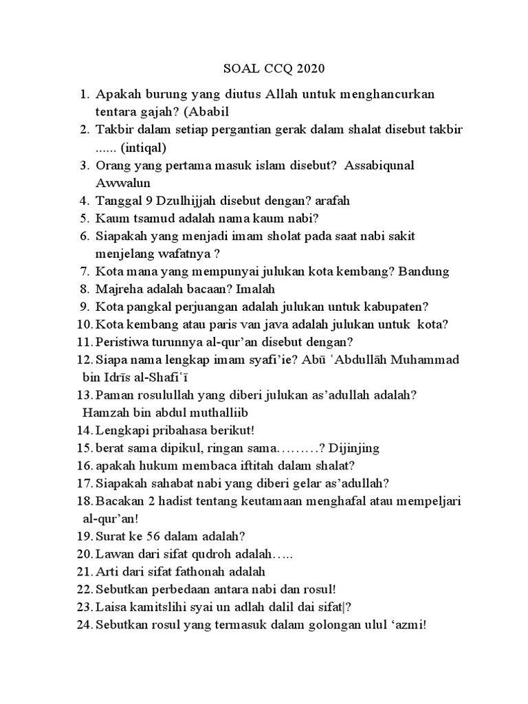 Soal CCQ 2020 | PDF