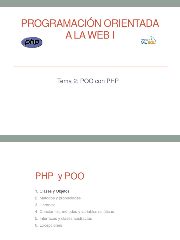 POO Con PHP | PDF | Herencia (Programación Orientada a Objetos) | Programación orientada a objetos
