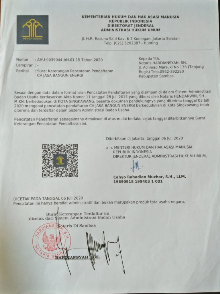 AHU Pendaftaran | PDF