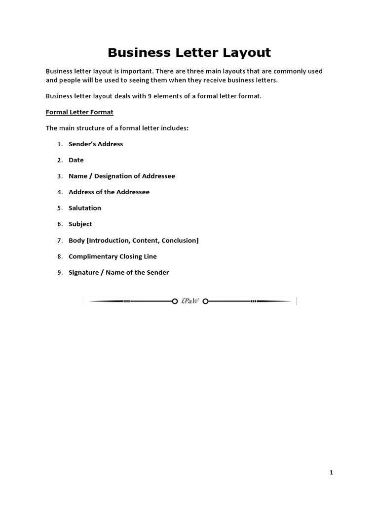 Business Letter Layout Guide | PDF