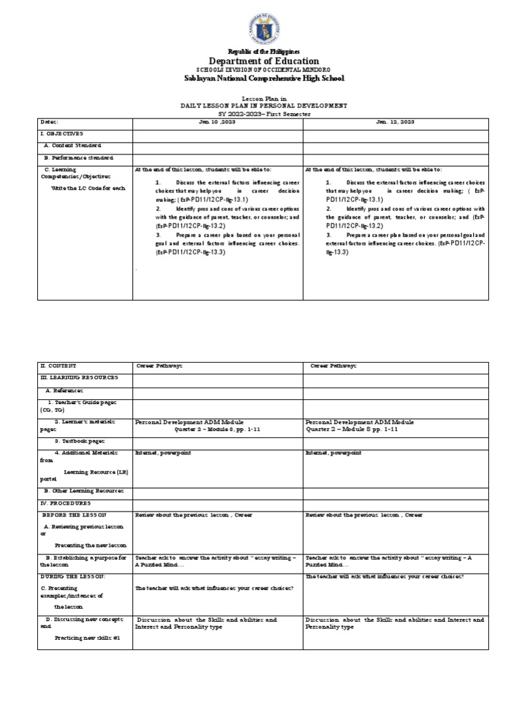 Department of Education: Sablayan National Comprehensive High School ...