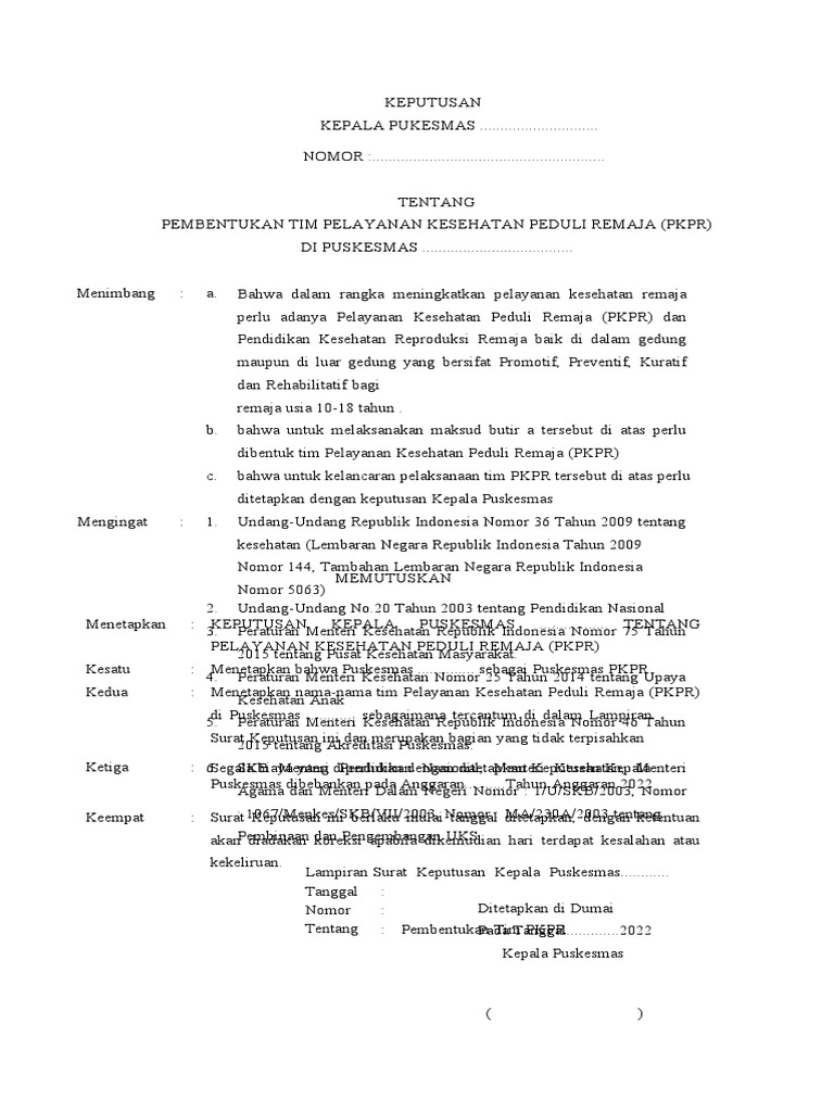 SK Tim PKPR 2022 | PDF