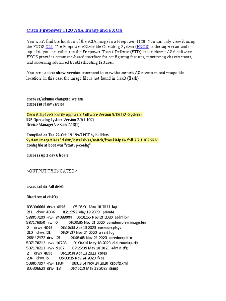 Cisco Firepower 1120 ASA Image and FXOS | PDF | Command Line Interface ...