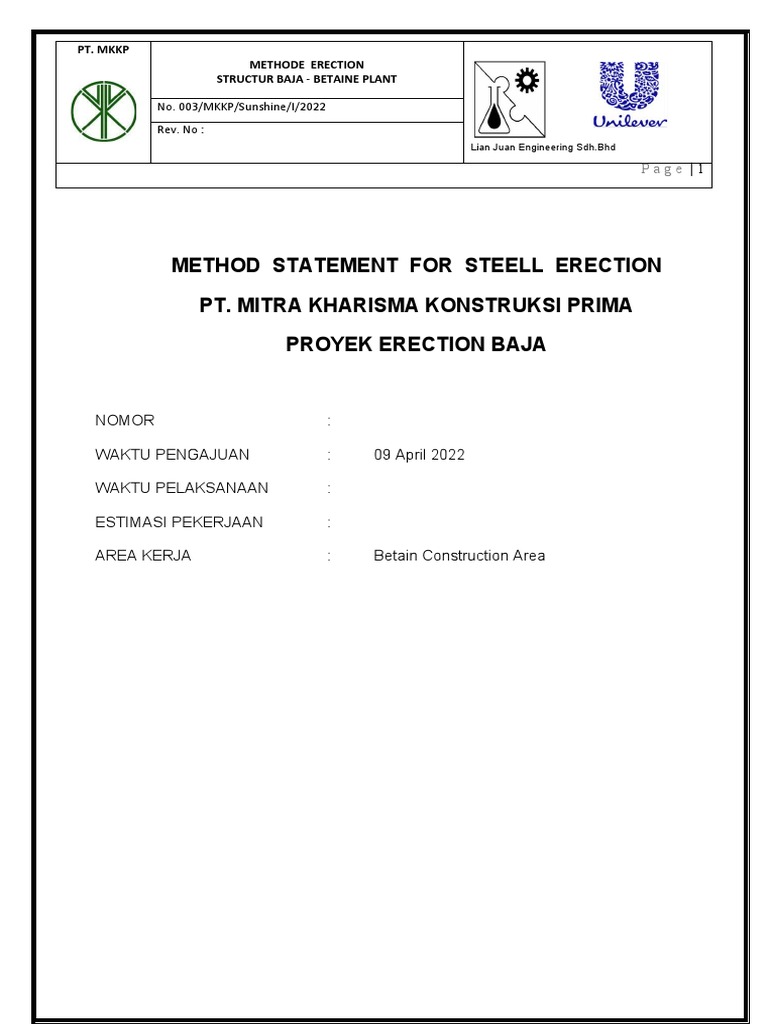 Erection Metode Structure Sunshine (1) - Revisi 123456 | PDF | Teknologi & Rekayasa