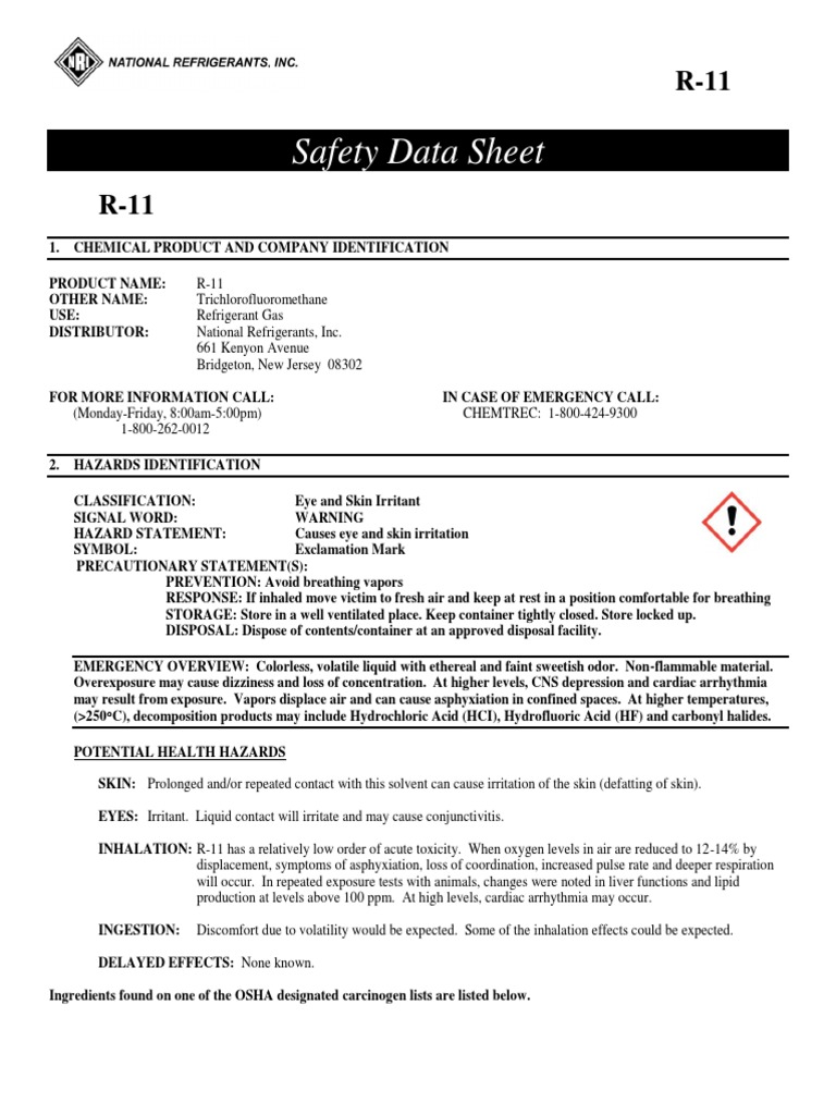 SDS R11 | PDF | Resource Conservation And Recovery Act | Hazardous Waste