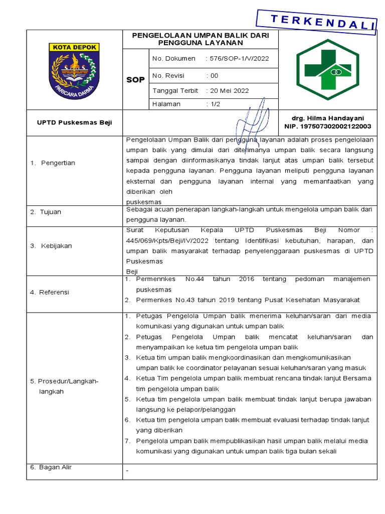 576 Sop Pengelolaan Umpan Balik Dari Pengguna Layanan | PDF