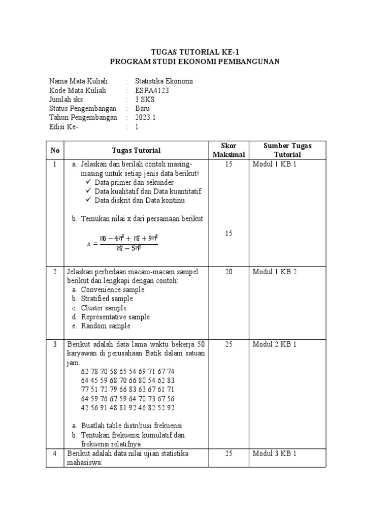 Tugas 1 - ESPA4123 | PDF