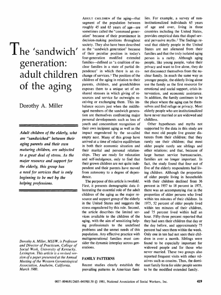 The Sandwich Generation Adult Children of The Aging 1981 | PDF ...