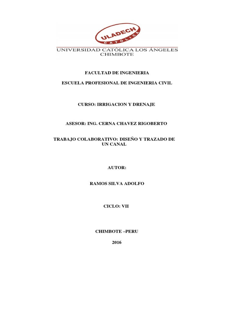 Canal Rectangular Diseño 2 Unidad | PDF | Riego | Topografía