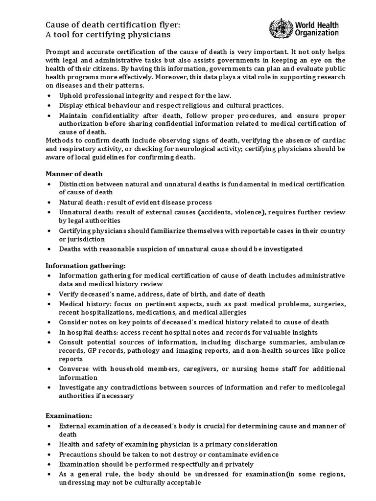 The WHO 2016 International Medical Certificate of Cause of Death Form ...