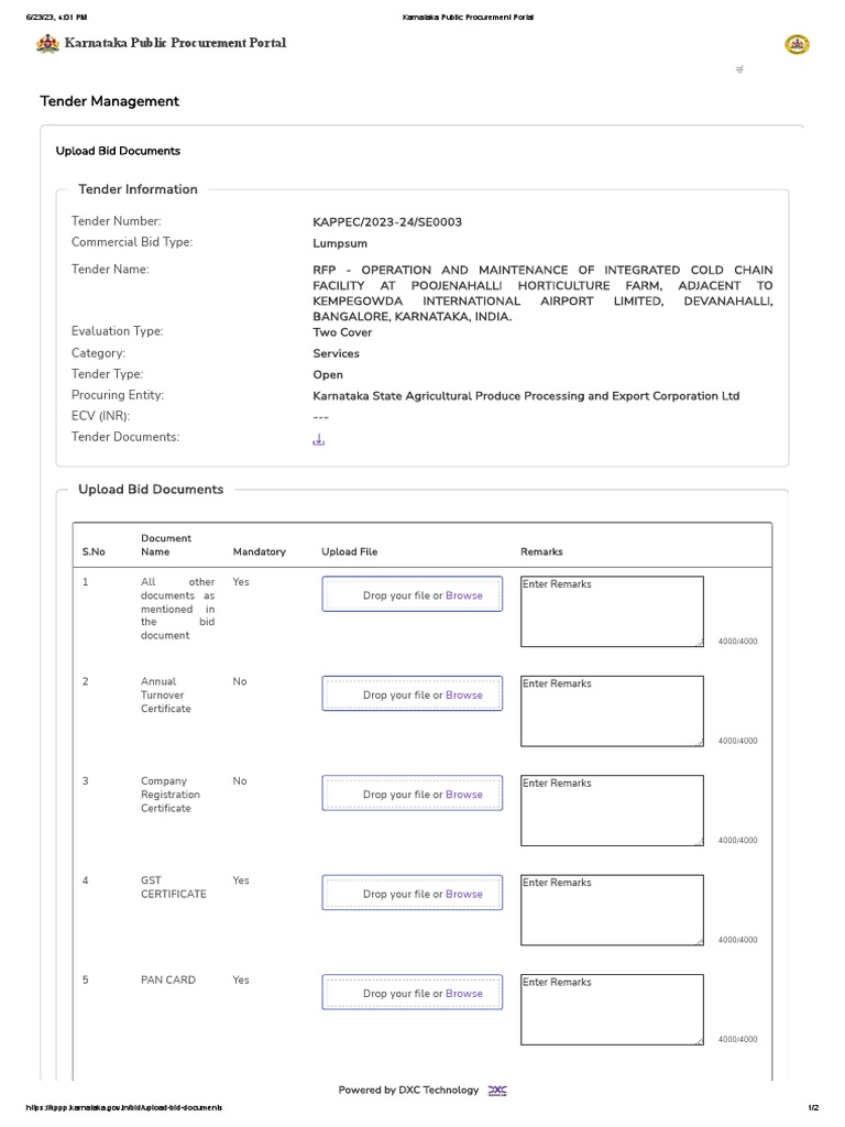 Karnataka Public Procurement Portal - Documents Upload | PDF | Business ...