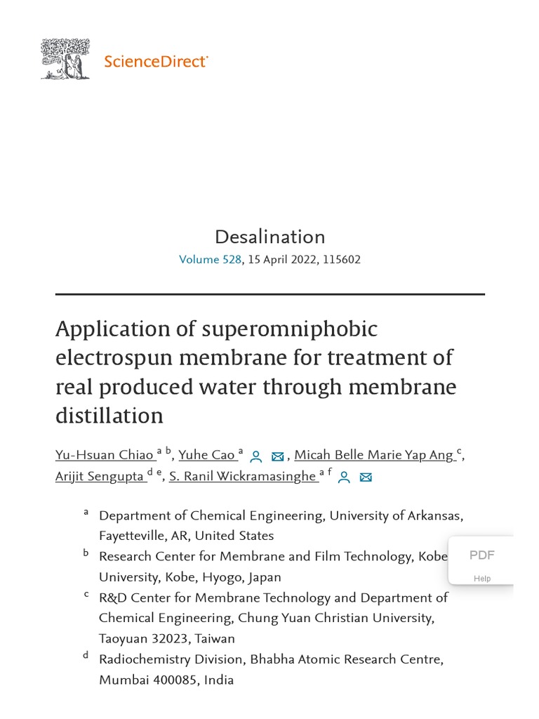 Application of Superomniphobic Electrospun Membrane For Treatment of Real Produced Water Through ...