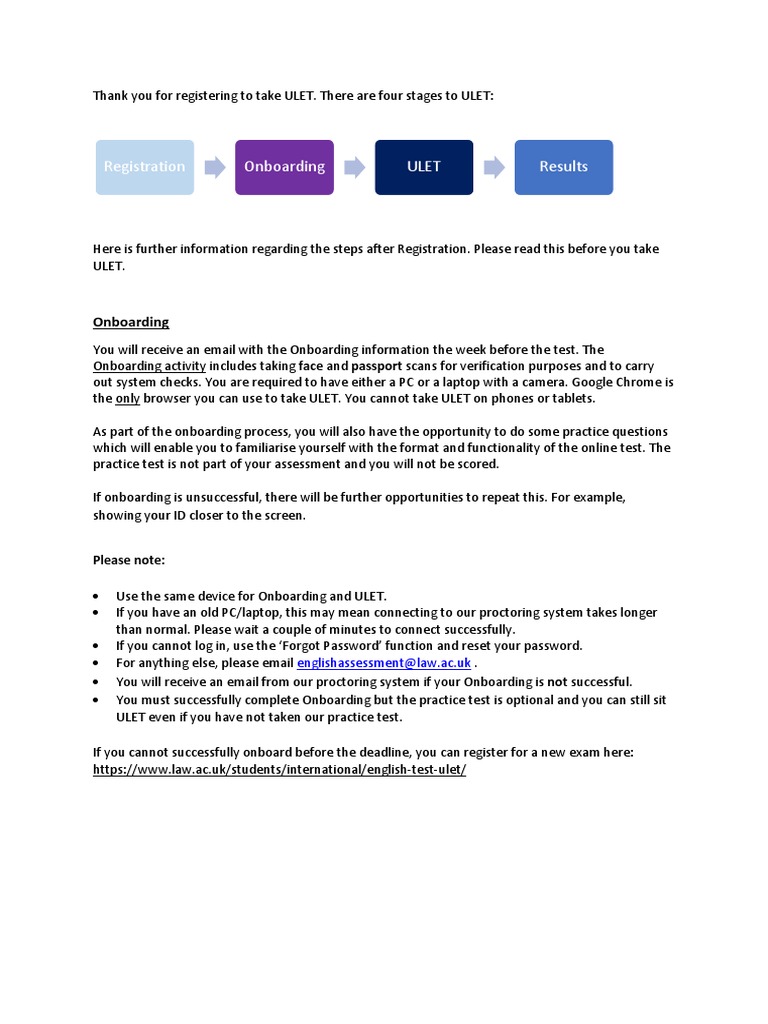 ULET Test Registration and Guidelines | PDF | Information Technology ...