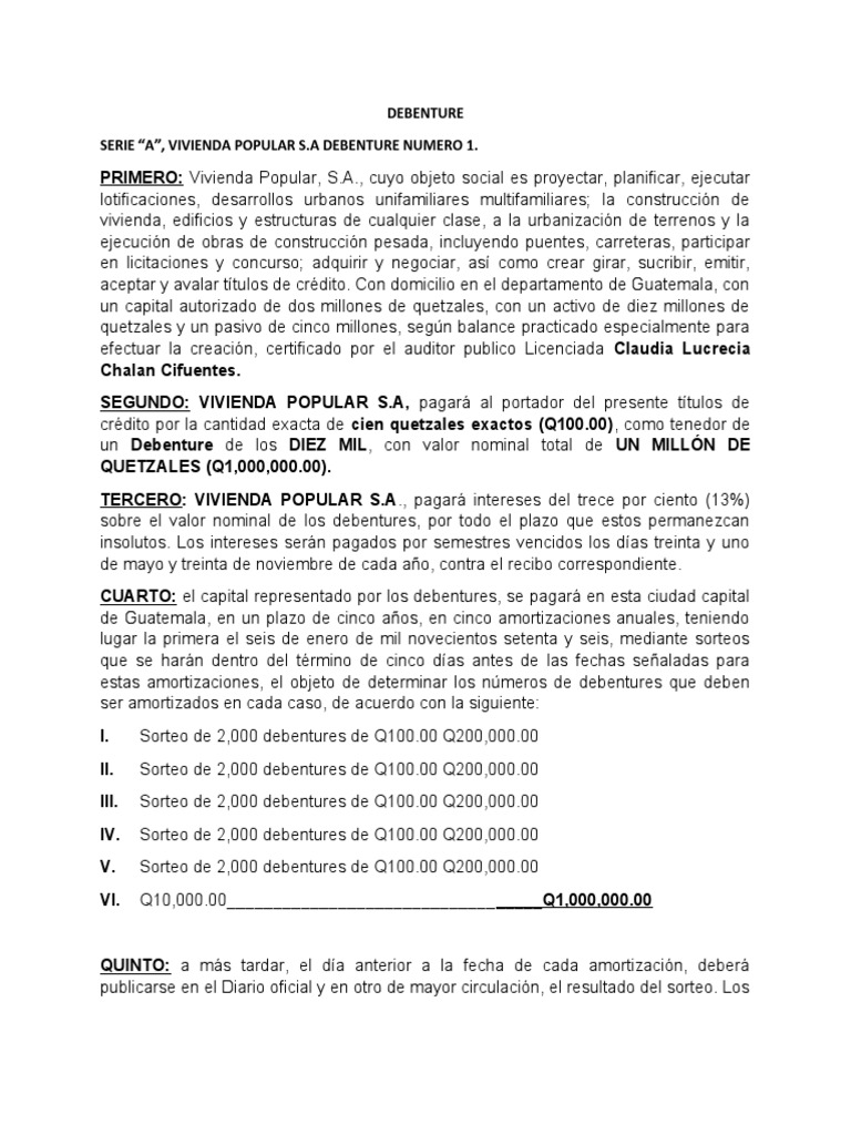 DEBENTURES Mercantil | PDF | Guatemala