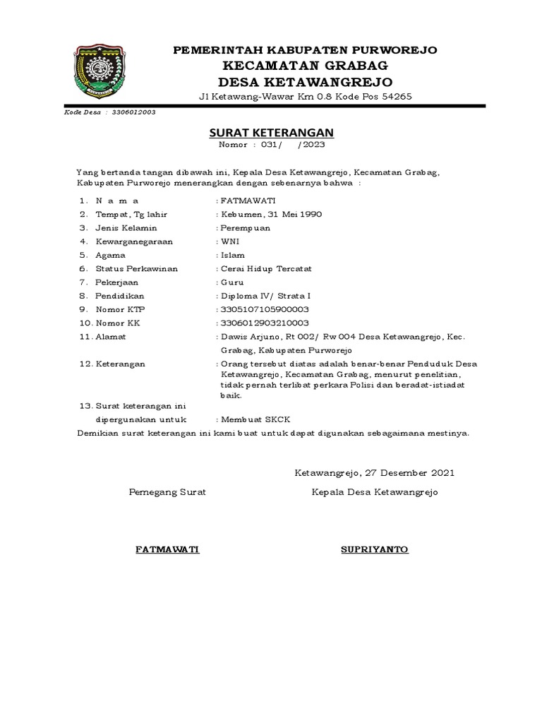 Surat Keterangan Bepergian | PDF