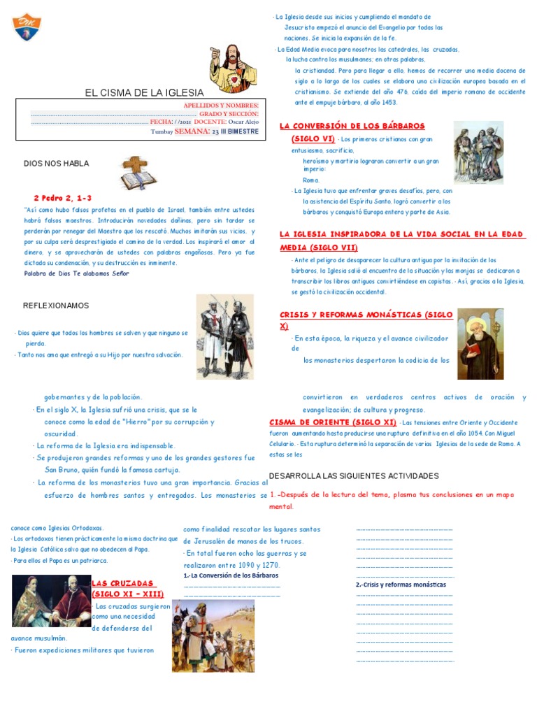 El cisma 3° sec | PDF | Iglesia Católica | imperio Bizantino