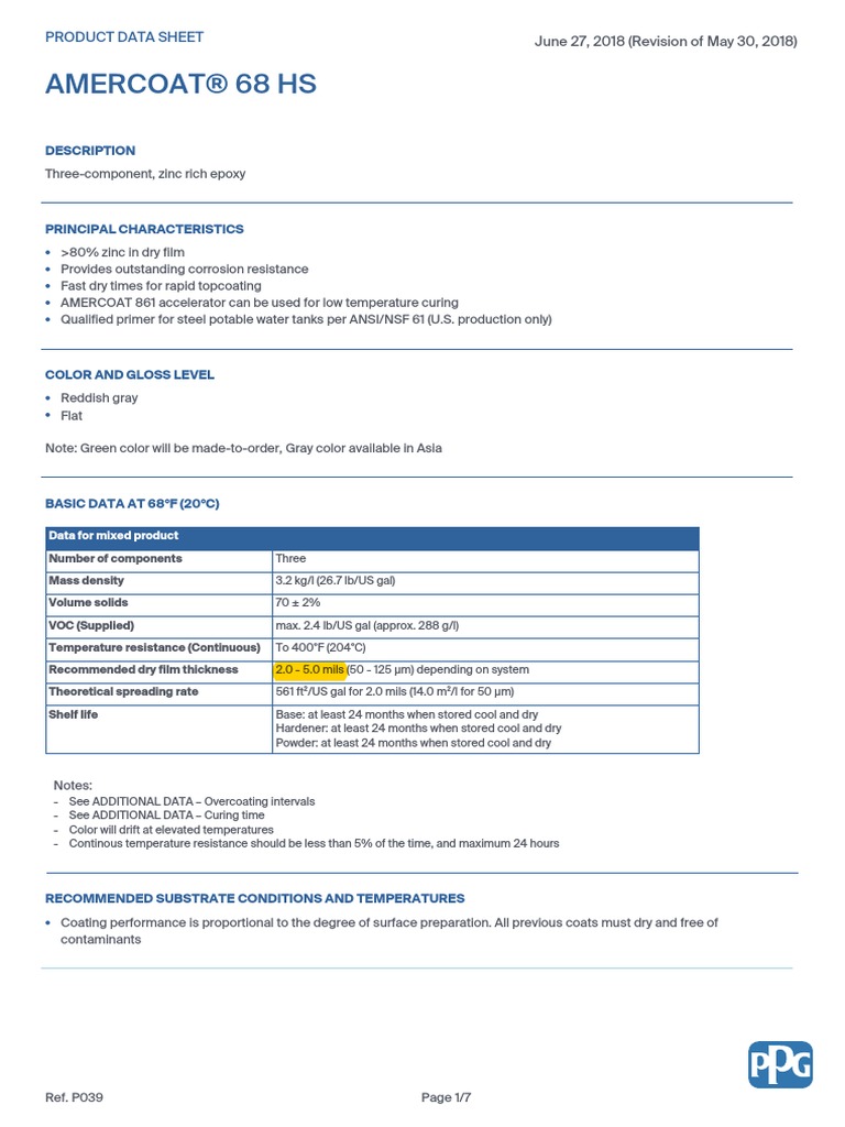 Amercoat 68 Hs | PDF | Legal Liability | Epoxy