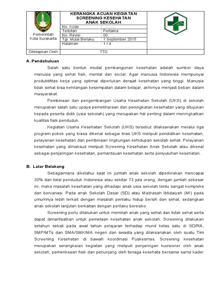 Screening Kesehatan Anak Sekolah | PDF