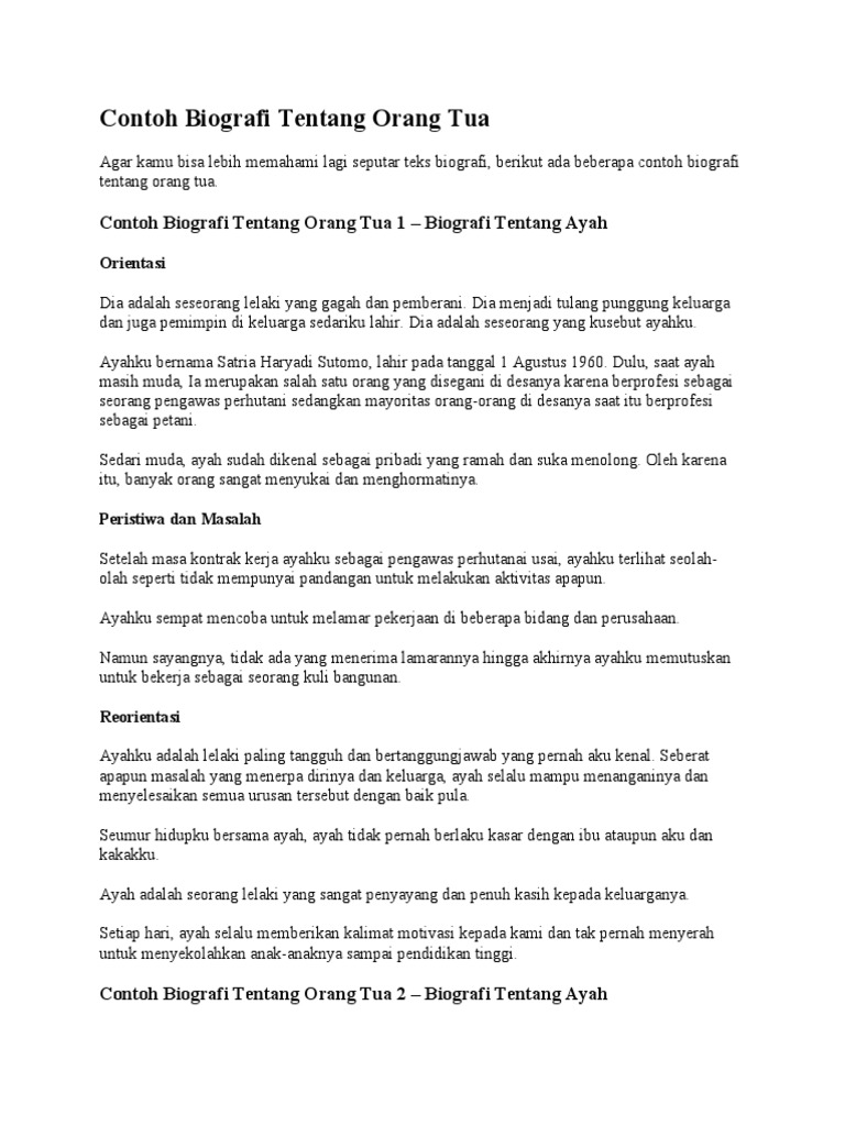 Contoh Biografi Tentang Orang Tua Pdf