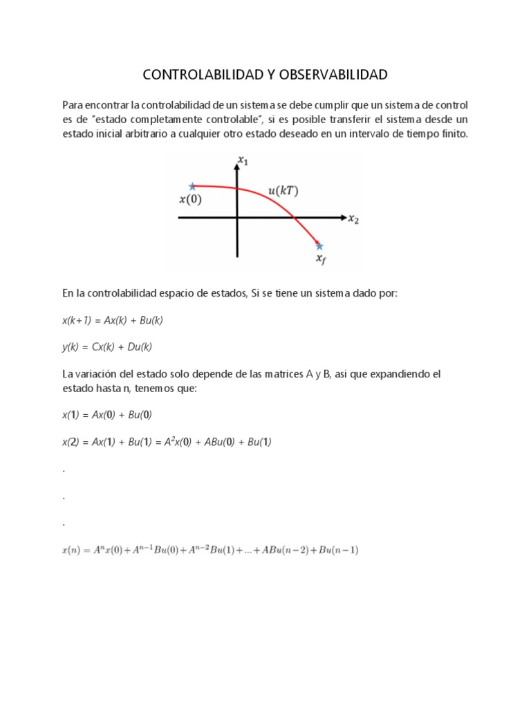 Controlabilidad y Observabilidad | PDF | Matriz (Matemáticas ...