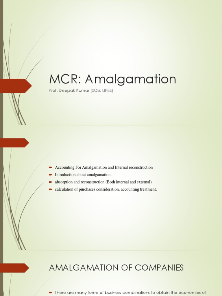 Amalgamation | PDF | Consolidation (Business) | Equity (Finance)