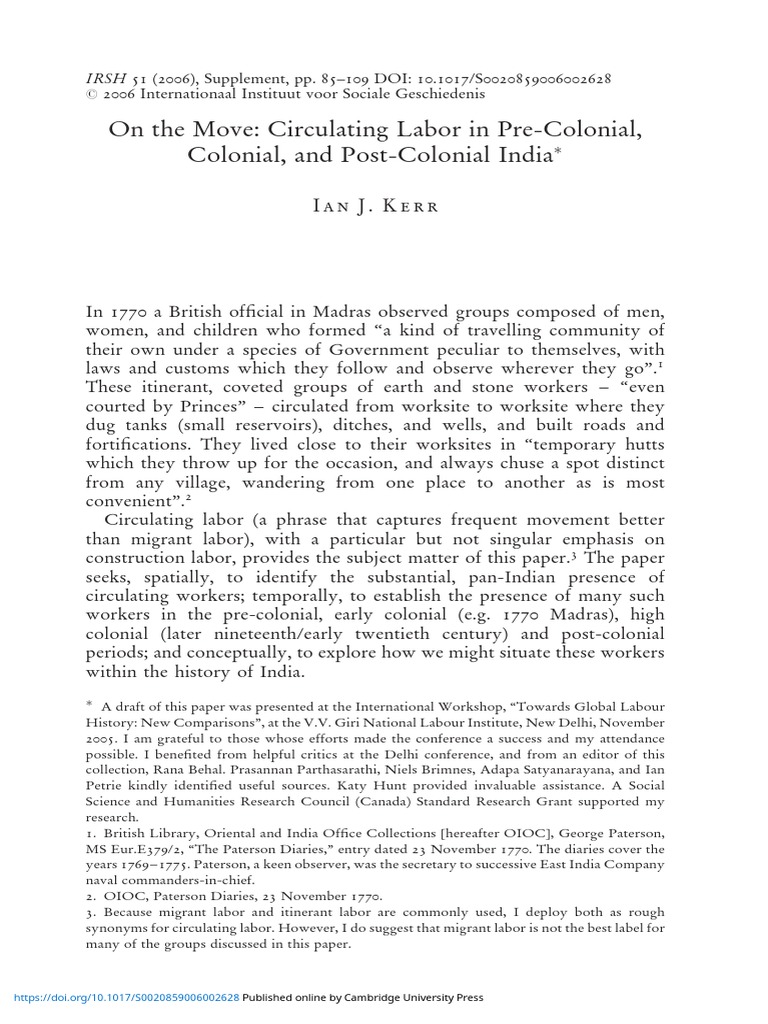 On The Move Circulating Labor in Pre Colonial Colonial and Post ...