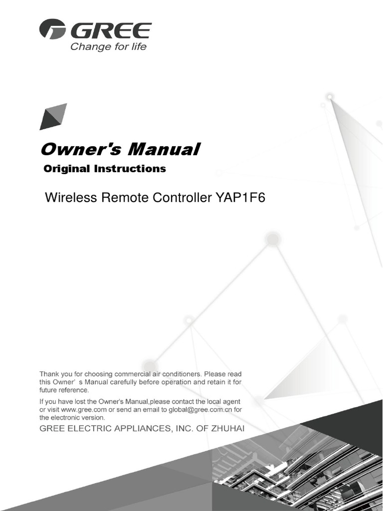 Gree Air Conditioner Remote Manual | PDF | Air Conditioning | Remote ...