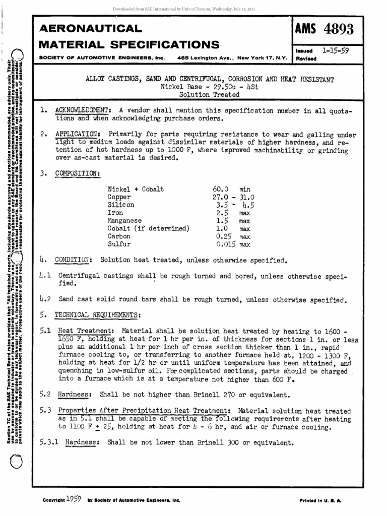 AMS4893 | PDF | Heat Treating | Chemical Substances