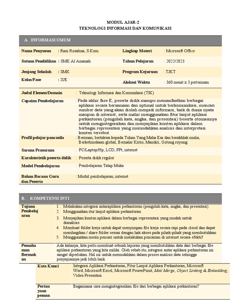 8 Modul Ajar-2 TIK | PDF