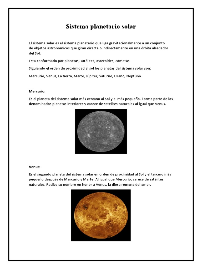 Sistema Planetario Solar | PDF