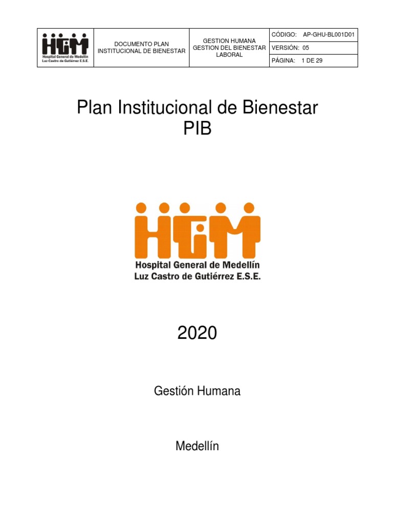 Plan de Bienestar 2020 | PDF | Hospital | Bienestar
