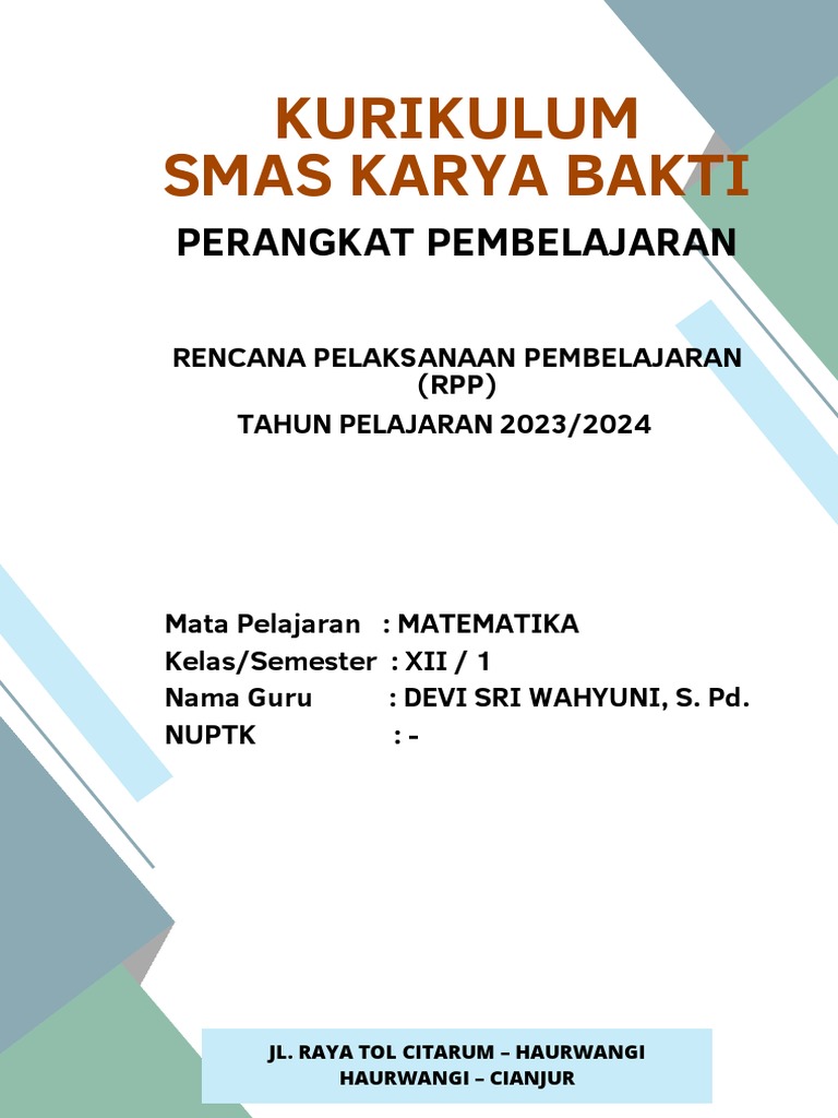 Cover RPP Semester 2 | PDF | Teknologi & Rekayasa
