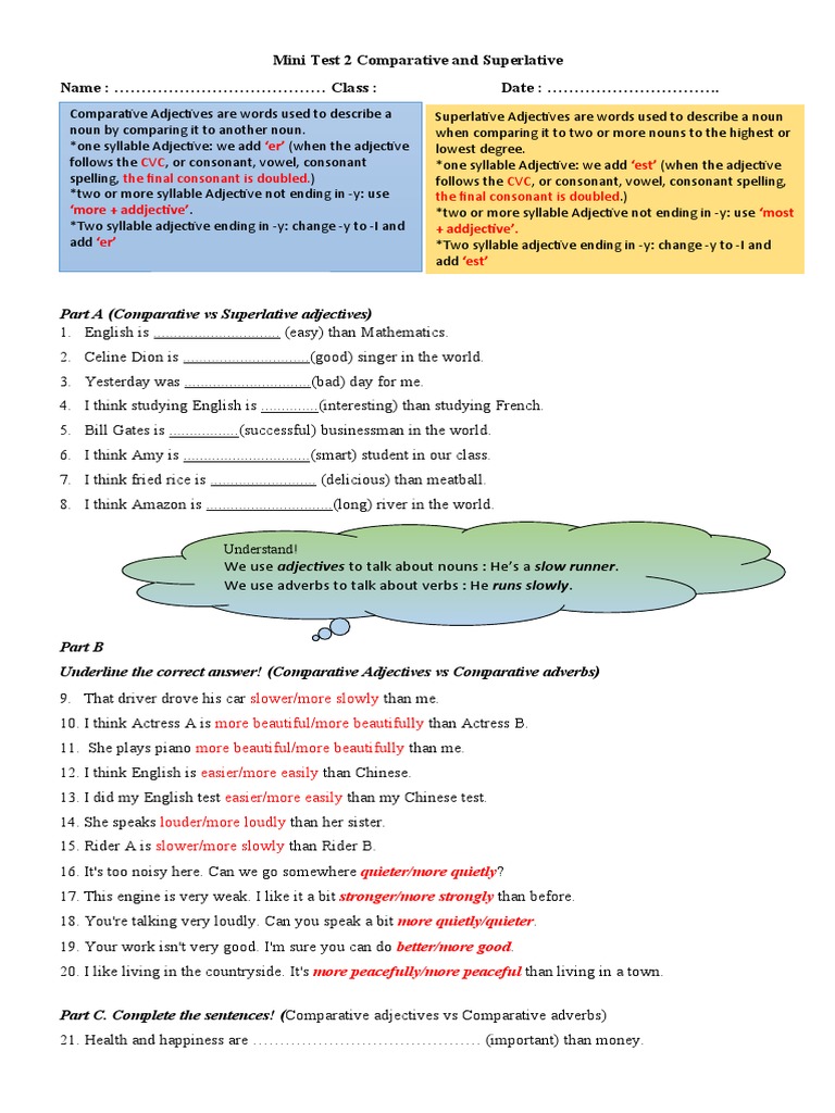 Comparative and Superlative | PDF | Adjective | Syllable