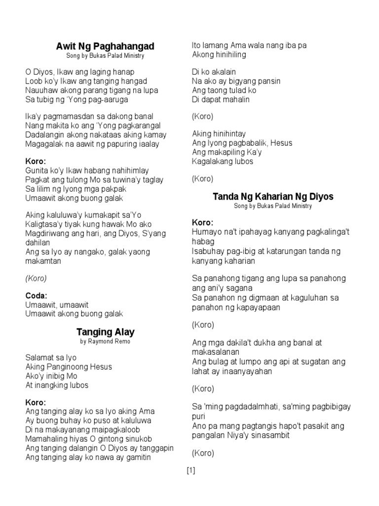 Catholic Songs Lyrics | PDF