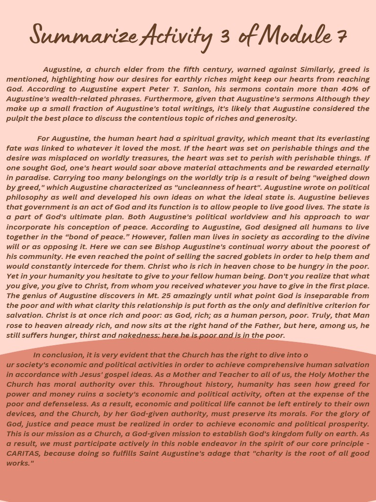 Module 7 Summary | PDF | Augustine Of Hippo | Jesus
