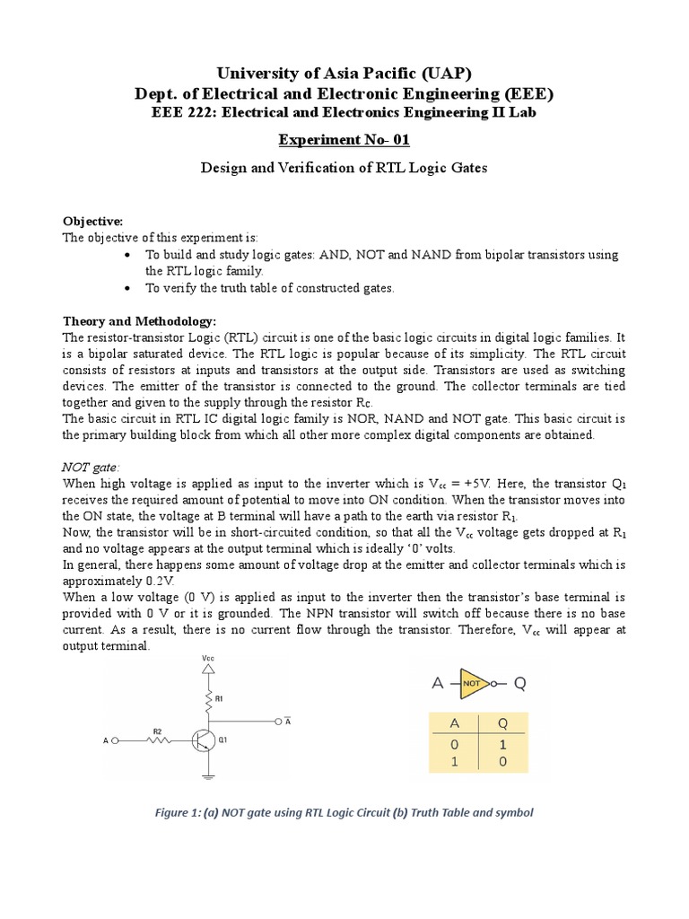 Exp 1 | PDF | Logic Gate | Transistor