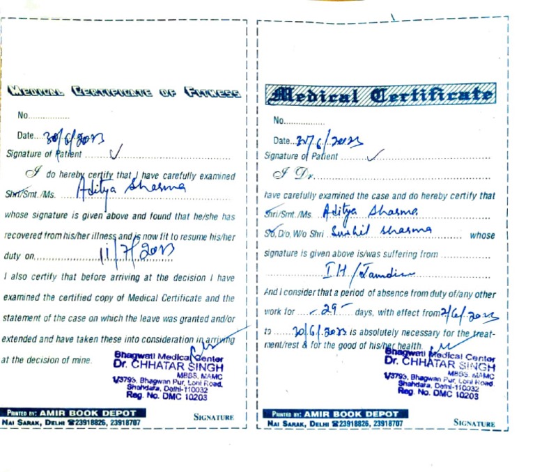 Medical Certificate for Sick Leave | PDF | Health Care | Medicine